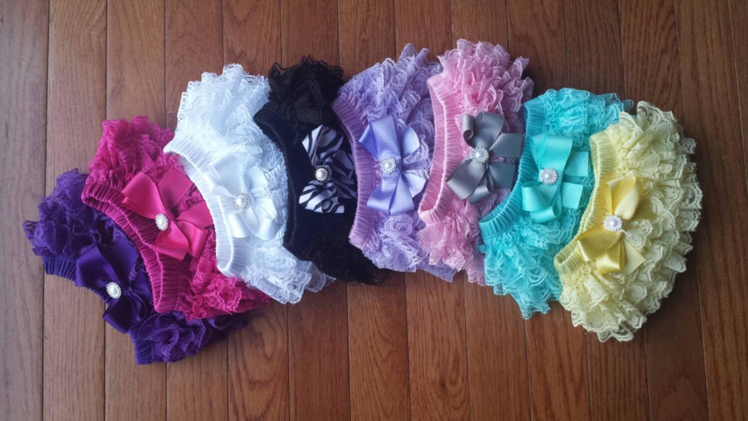 You Choose Color Lace Ruffled Bloomers With Choice of Bow | Etsy