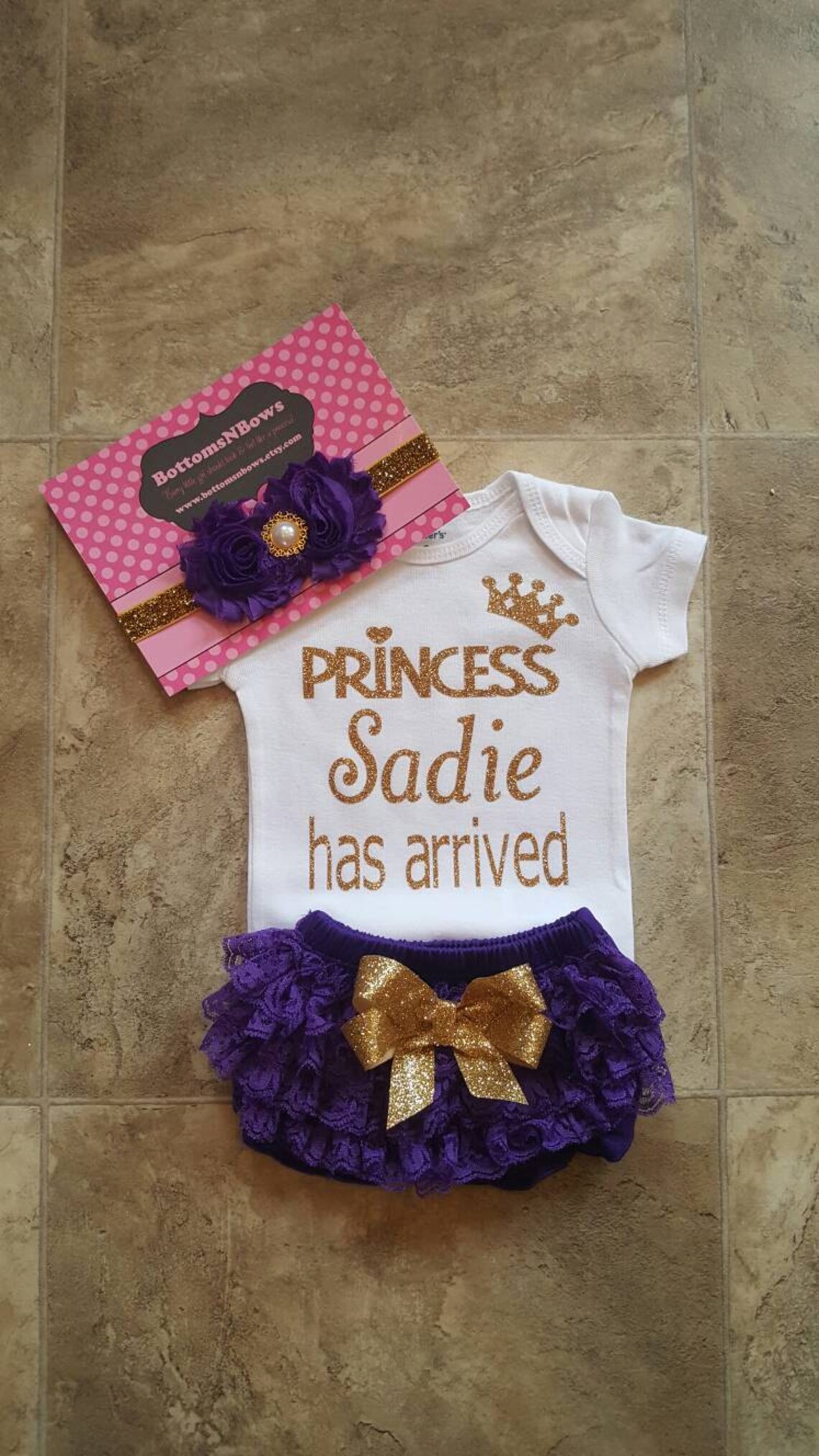 Gold Glitter Vinyl "princess (add Name) Has Arrived" Purpl Lace ...