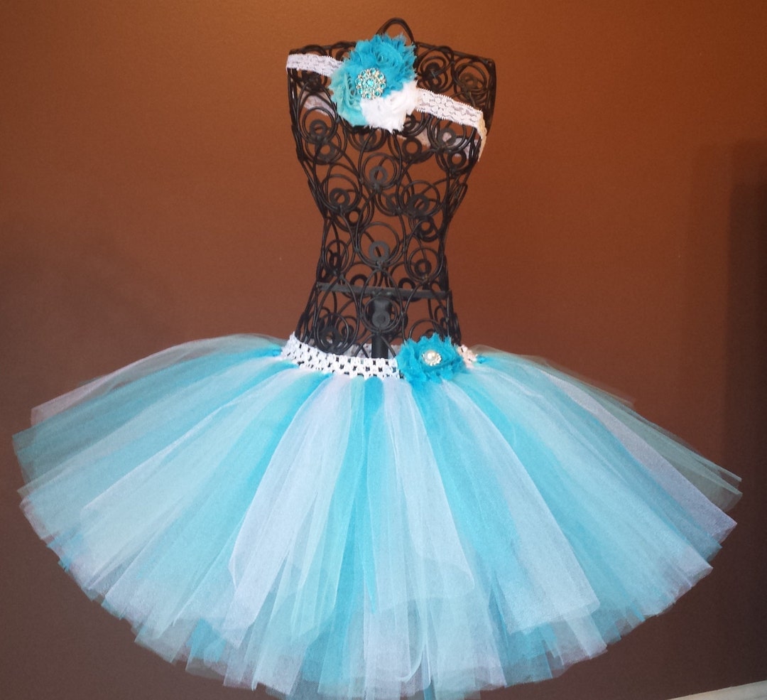 Turquoise Aqua & White Tutu, Frozen Tutu, Birthday, Flower Girl ...