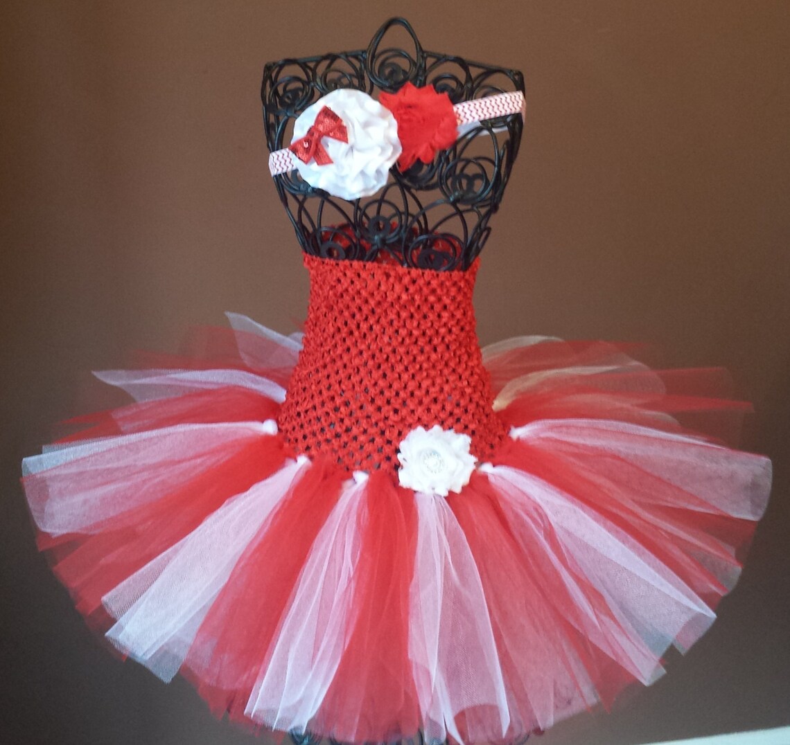 Rojo + Blanco Tutu Vestido y Headhand Set , Cumpleaños, recién nacido ...