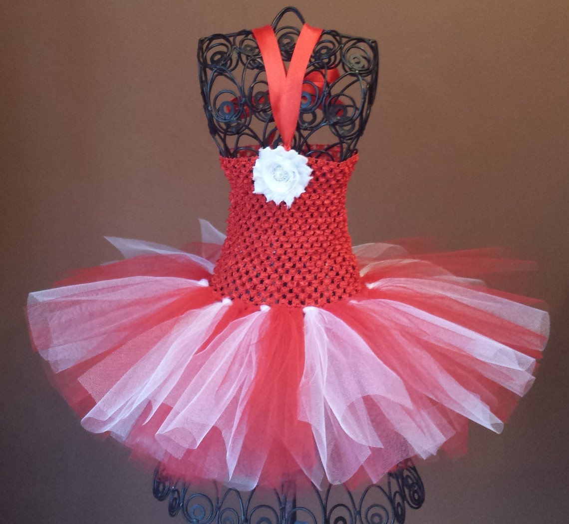 Rojo + Blanco Tutu Vestido y Headhand Set , Cumpleaños, recién nacido ...