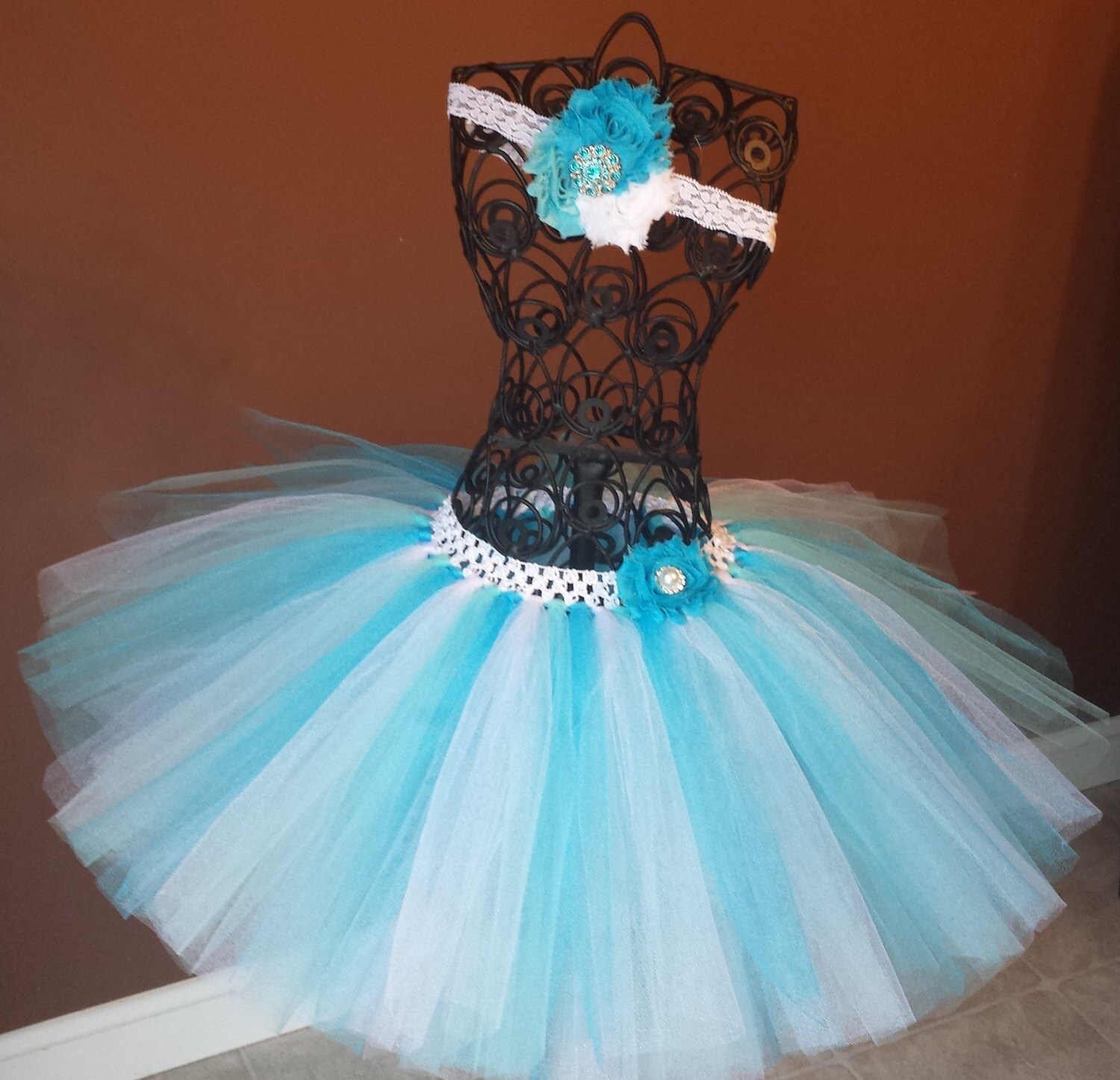 Turquoise Aqua & White Tutu Frozen Tutu Birthday Flower - Etsy