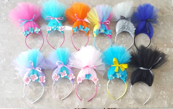 TROLLS HAIR HEADBAND Poppy Headband Branh Headband Troll Hair Tulle Headband Etsy