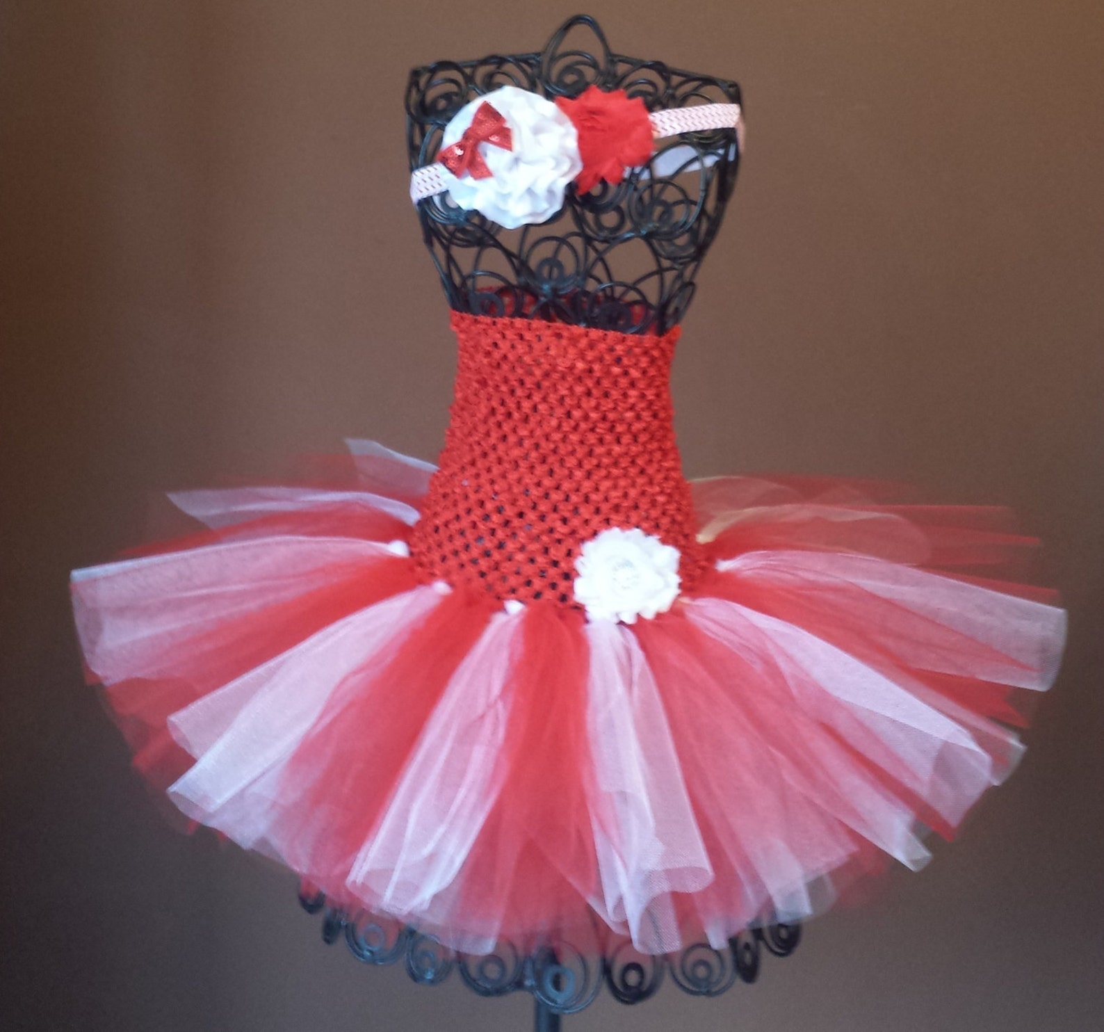 Rojo + Blanco Tutu Vestido y Headhand Set , Cumpleaños, recién nacido ...