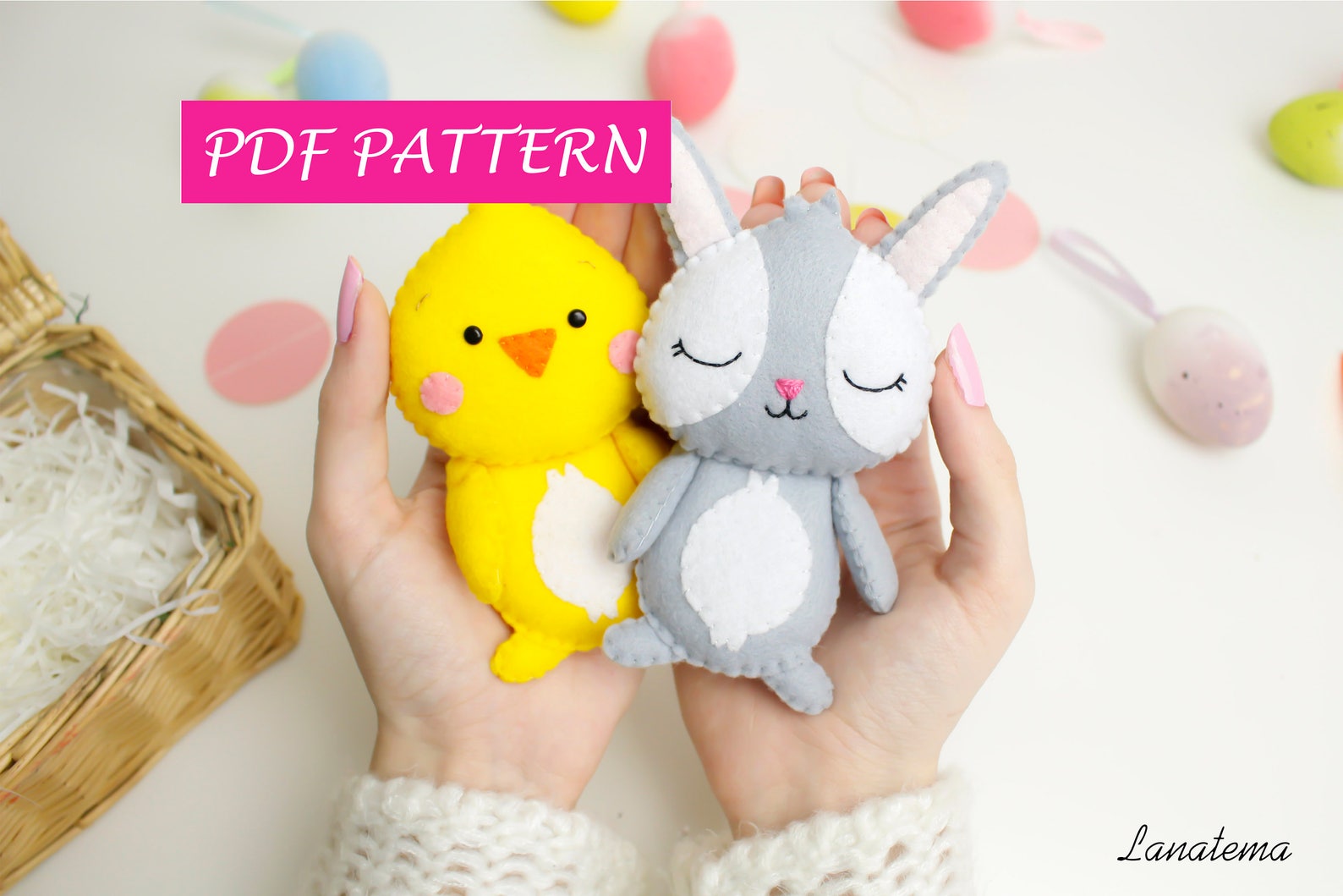 Felt Easter Pattern. Set of Two. Chick Bunny Plush Pattern. - Etsy