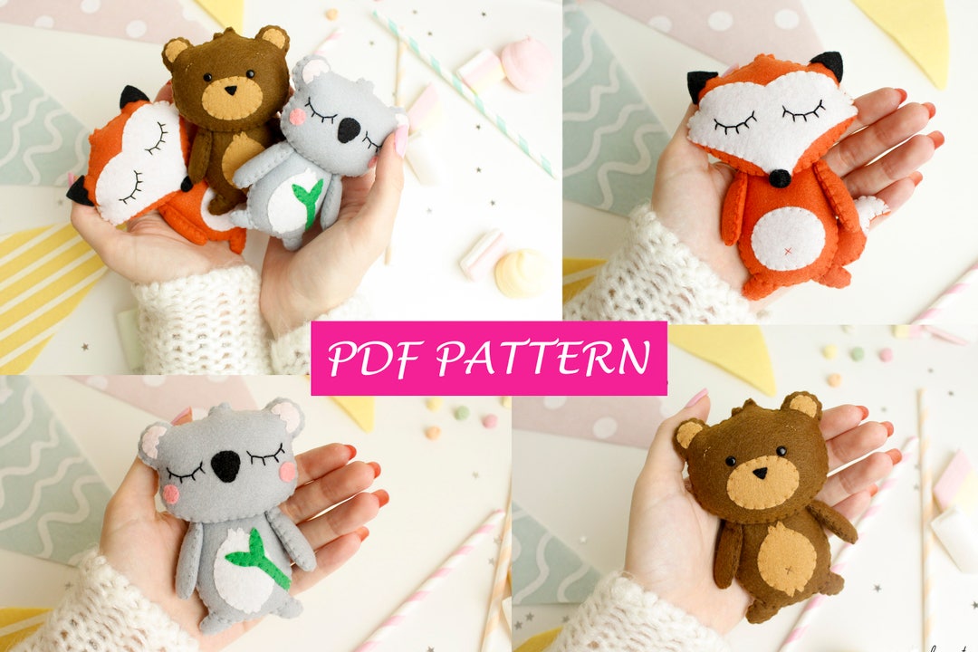 Felt Animal Pattern Set of 3. Animals Pattern. Felt Pattern. Felt PDF ...