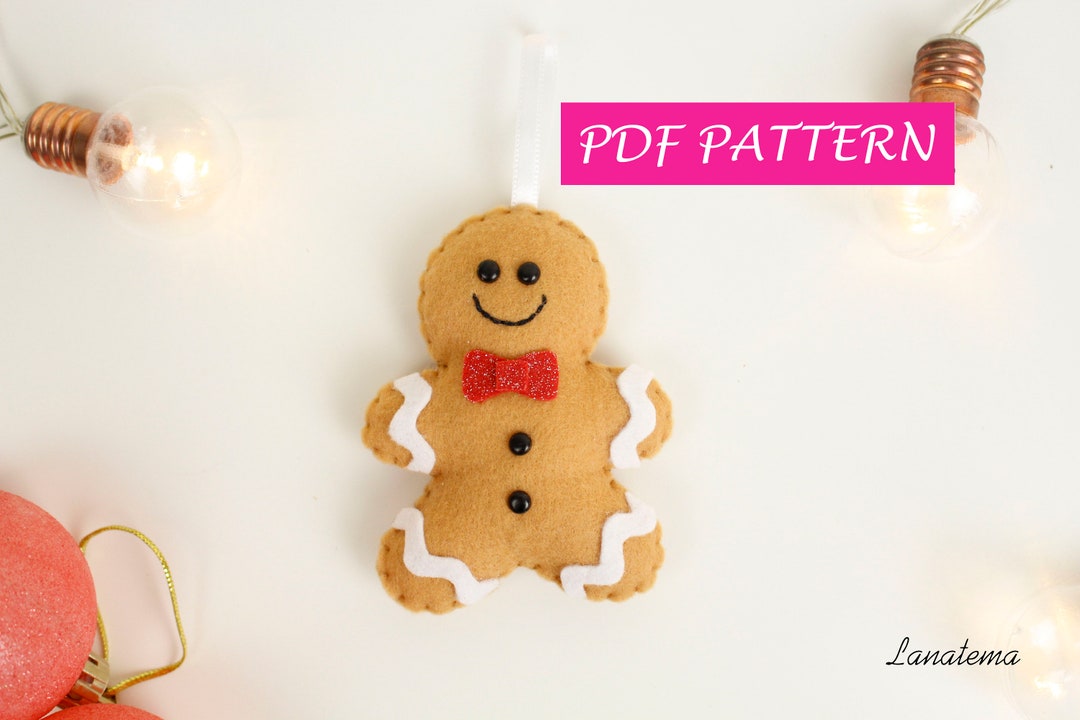 Gingerbread Man PDF Pattern Ornament Felt Gingerbread Man Softie ...