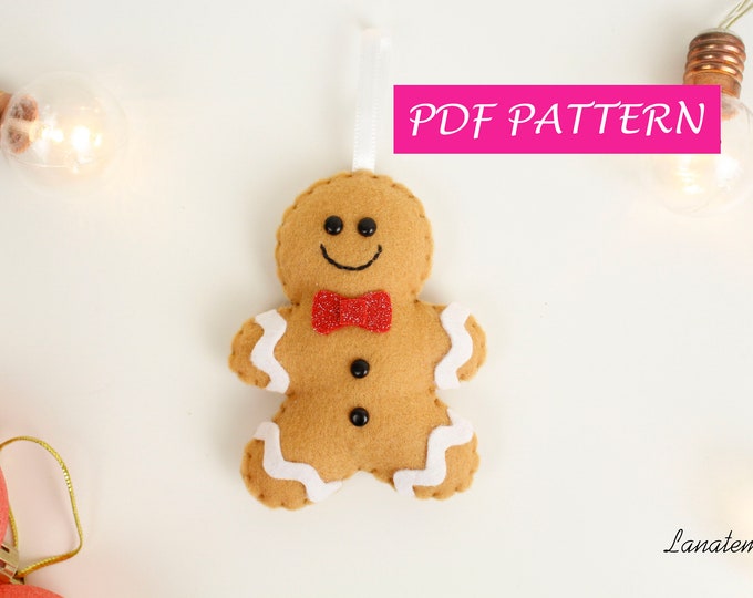 PDF PATTERN: Gingerbread Man and Family. Felt Christmas Ornaments ...