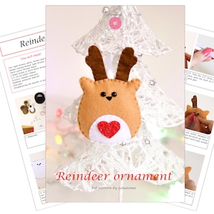 Reindeer PDF Pattern, Christmas Ornament Reindeer, Felt Pattern Diy ...