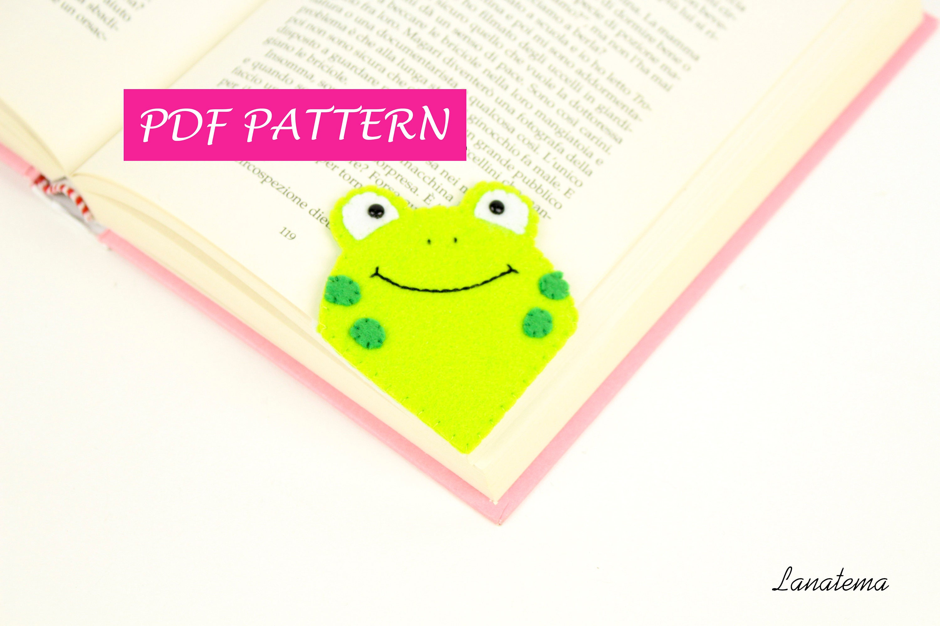 Bookmark Pattern Pdf Bookmark, Frog Felt DIY Easy Sewing, Craft ...
