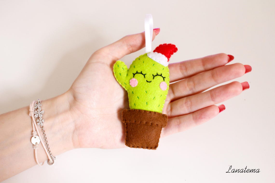 Cactus pattern feltro fai da te istruzioni ornamento albero - Etsy Italia