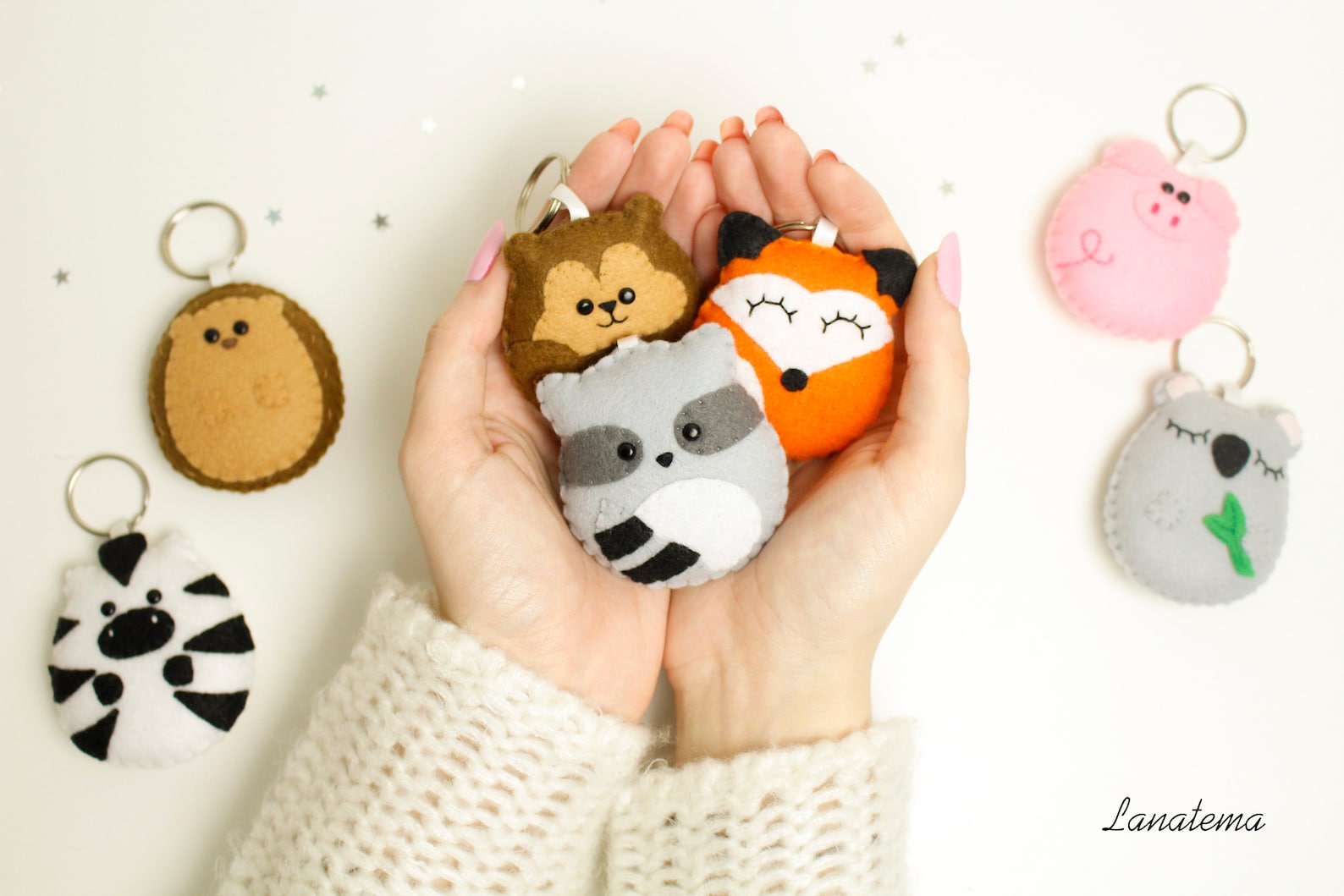 Animal Keychain Cat Keychain Chubby Animal Key Ring Fox | Etsy