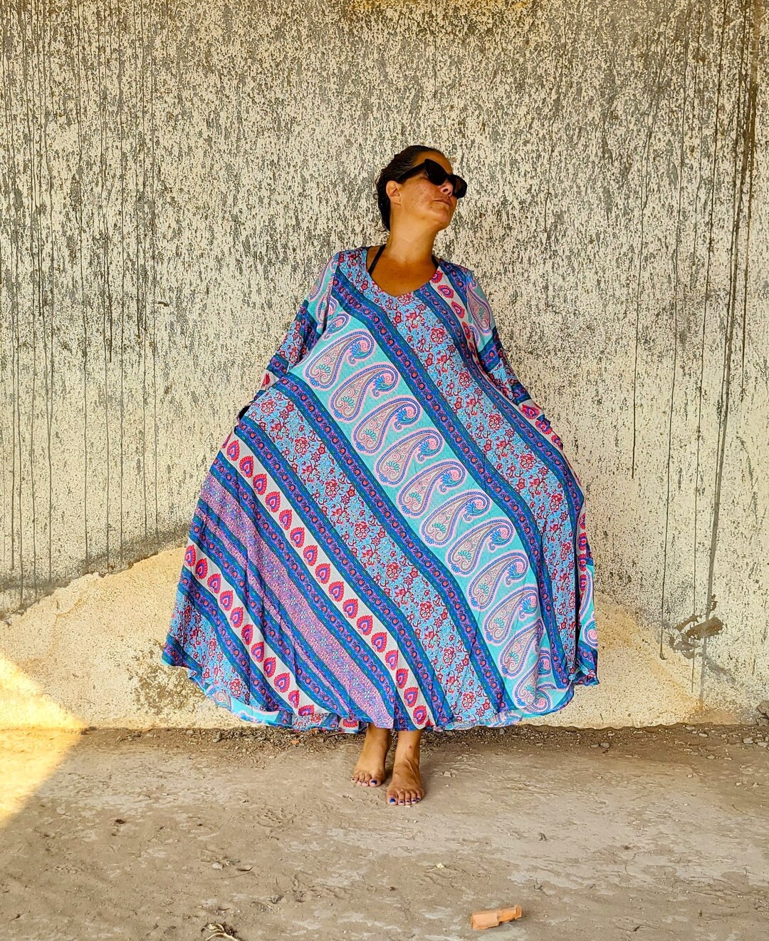 Flowing Maxi Silky Pocket Comfy Long Dress, Exuberant Stylish Beach ...