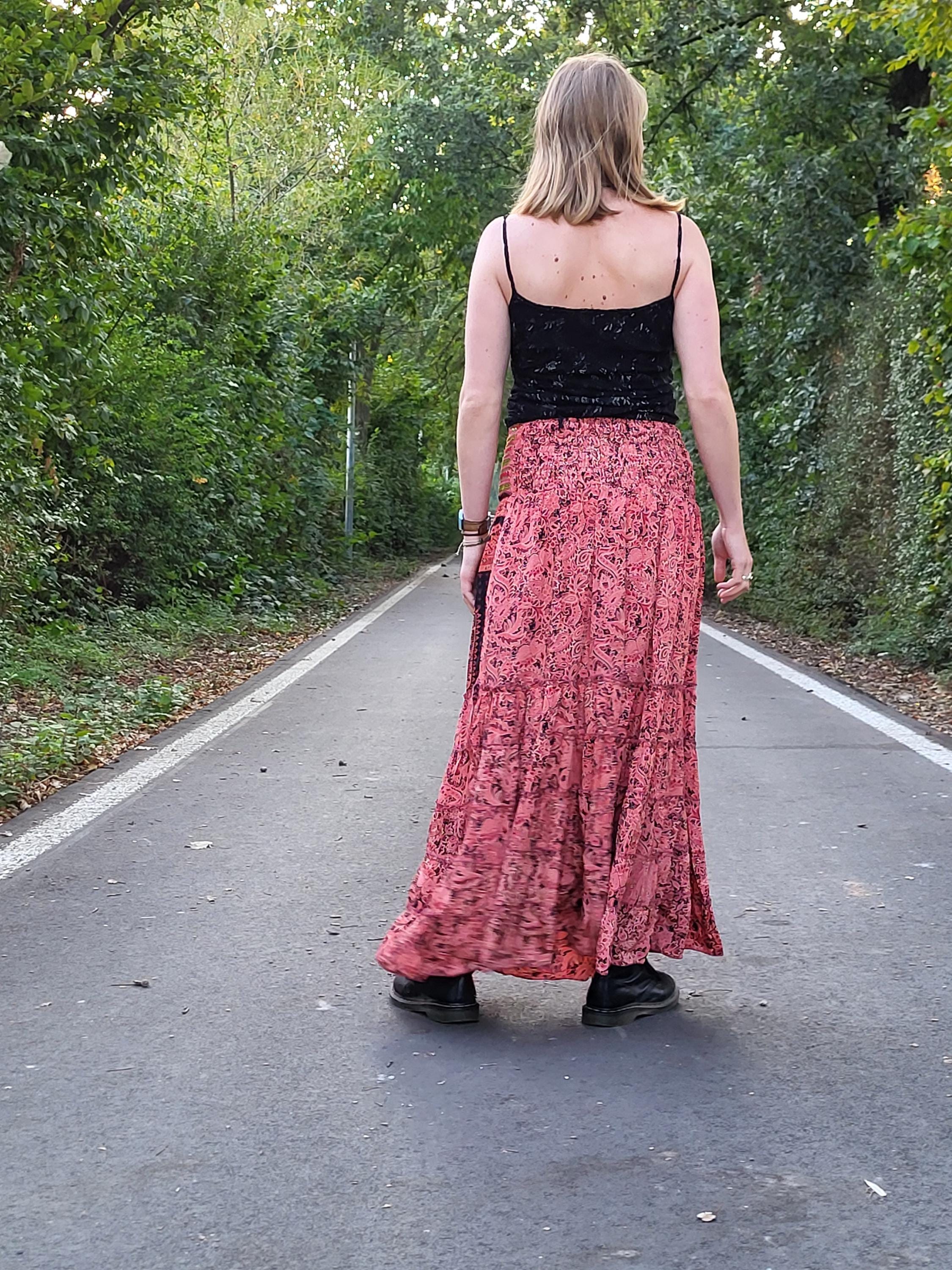Maxi Skirt Circle Flowy, Flare Skirt W/ Embroidered Elastic Waistband ...