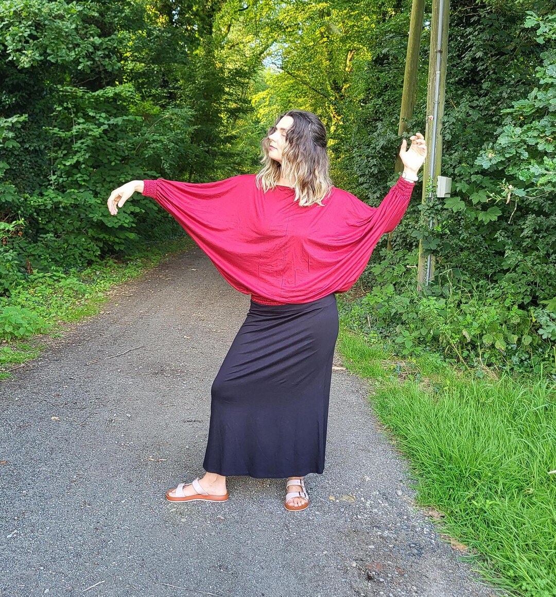 Top Bat Sleeve Butterfly Oversize, Relaxed Batwing Blouse, off Shoulder ...