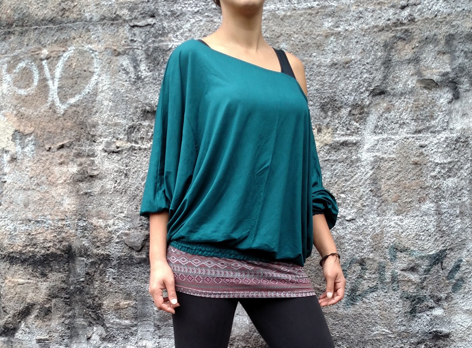 Top Cool off Shoulder Batwing Oversize Cool Top, Bat Sleeve Blouse ...