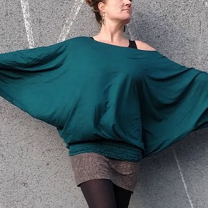 Top Cool off Shoulder Batwing Oversize Cool Top, Bat Sleeve Blouse ...