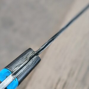 HTS475 Damascus 13" CHEF Knife // Turquoise Stone With Black Micarta ...