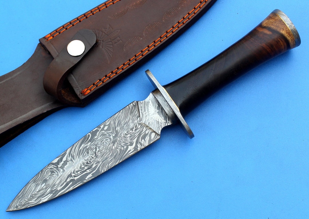 HT-46 Damascus Custom Handmade Dagger / Rose Wood Handle / Damascus ...