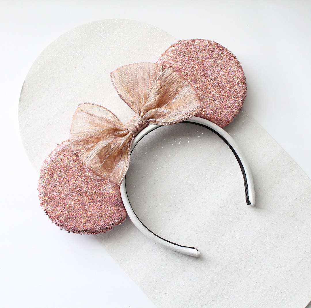 Rose Gold Sequin Mouse Ears, Iridescent Rose Gold Mouse Ears, Sequin ...