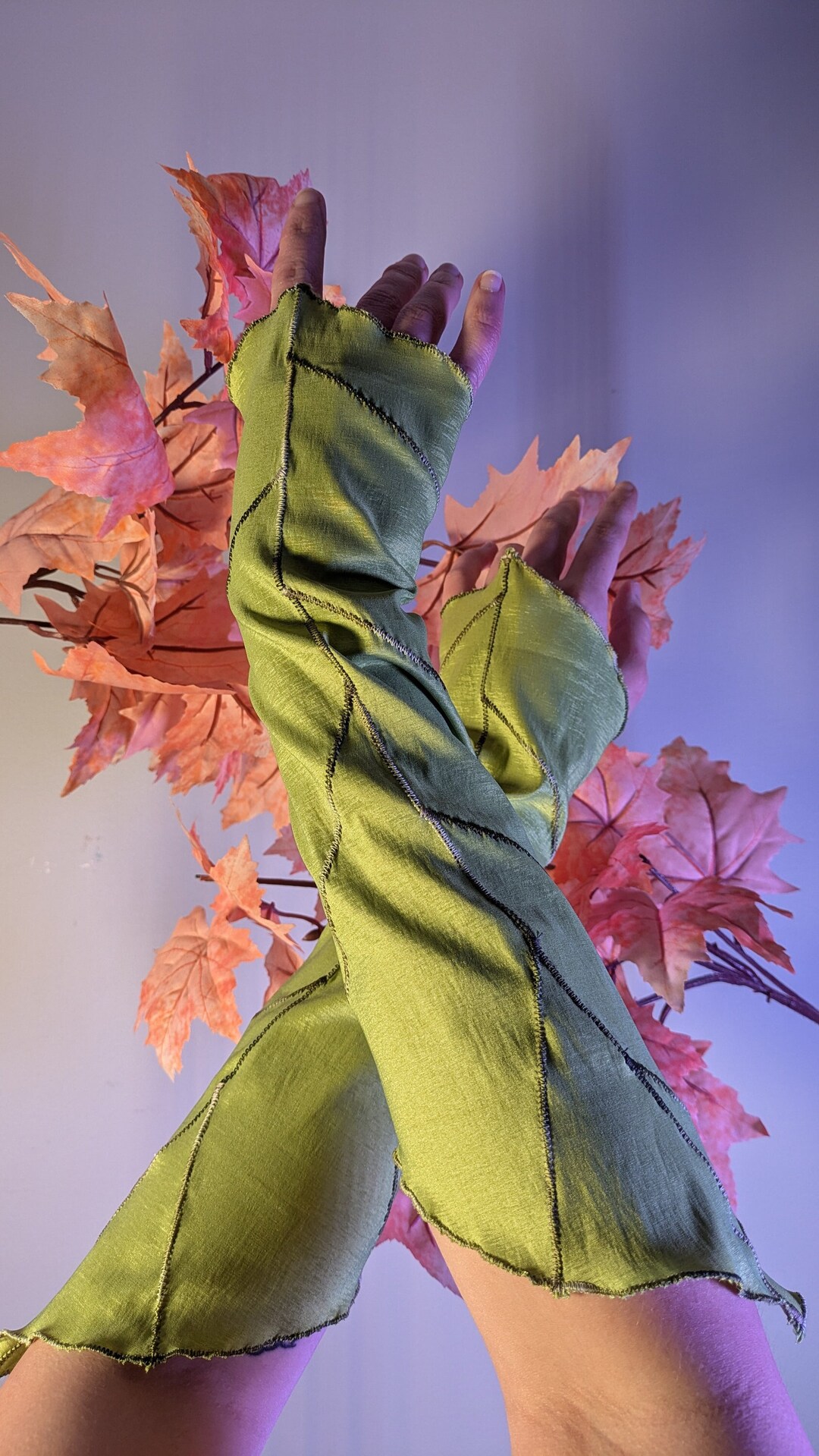5 Colors Long Leaf Gauntlets, Leaf Arm Covers, Leaf Arm Warmers, Leaf ...