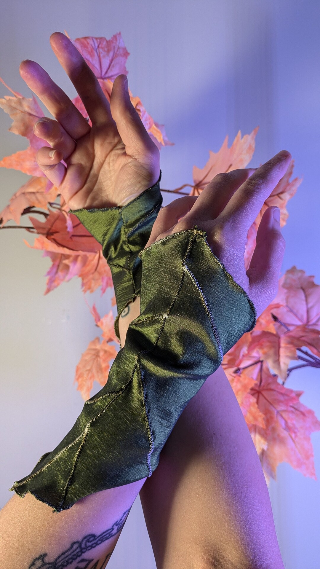 8 Colors! Short Leaf Gauntlet, Leaf Wristlet, Leaf Arm Covers, Leaf Arm ...