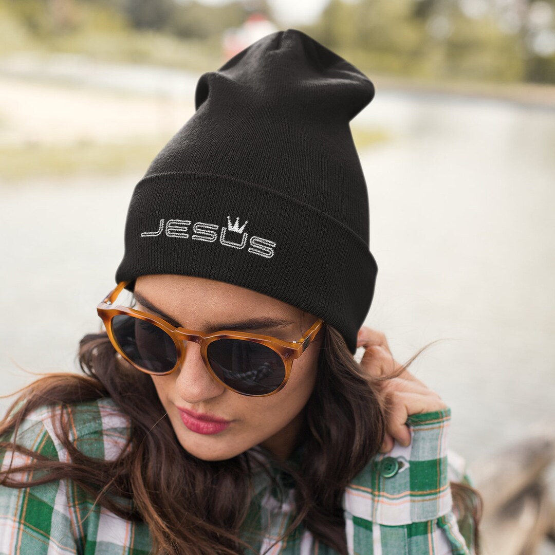 Jesus is King Embroidered Beanie Christian Street Wear Faith Apparel ...