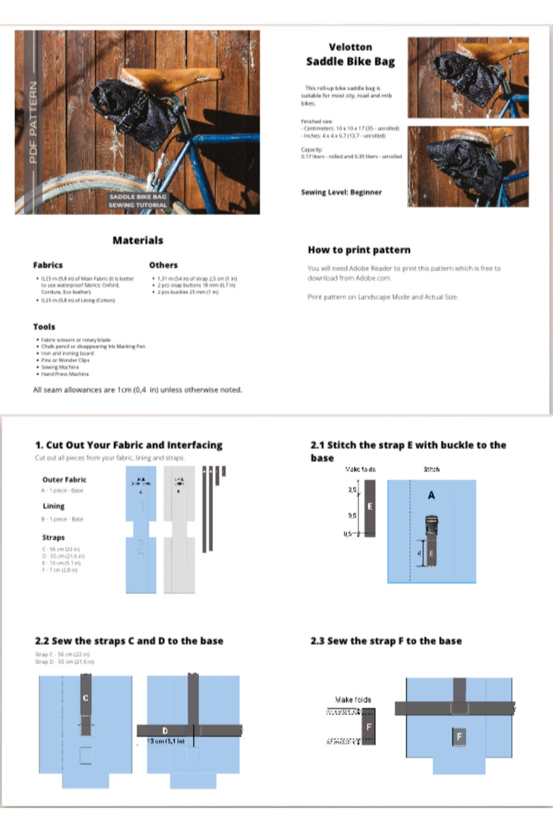 Bicycle Bag Pdf Sewing Pattern Sewing Tutorial - Etsy