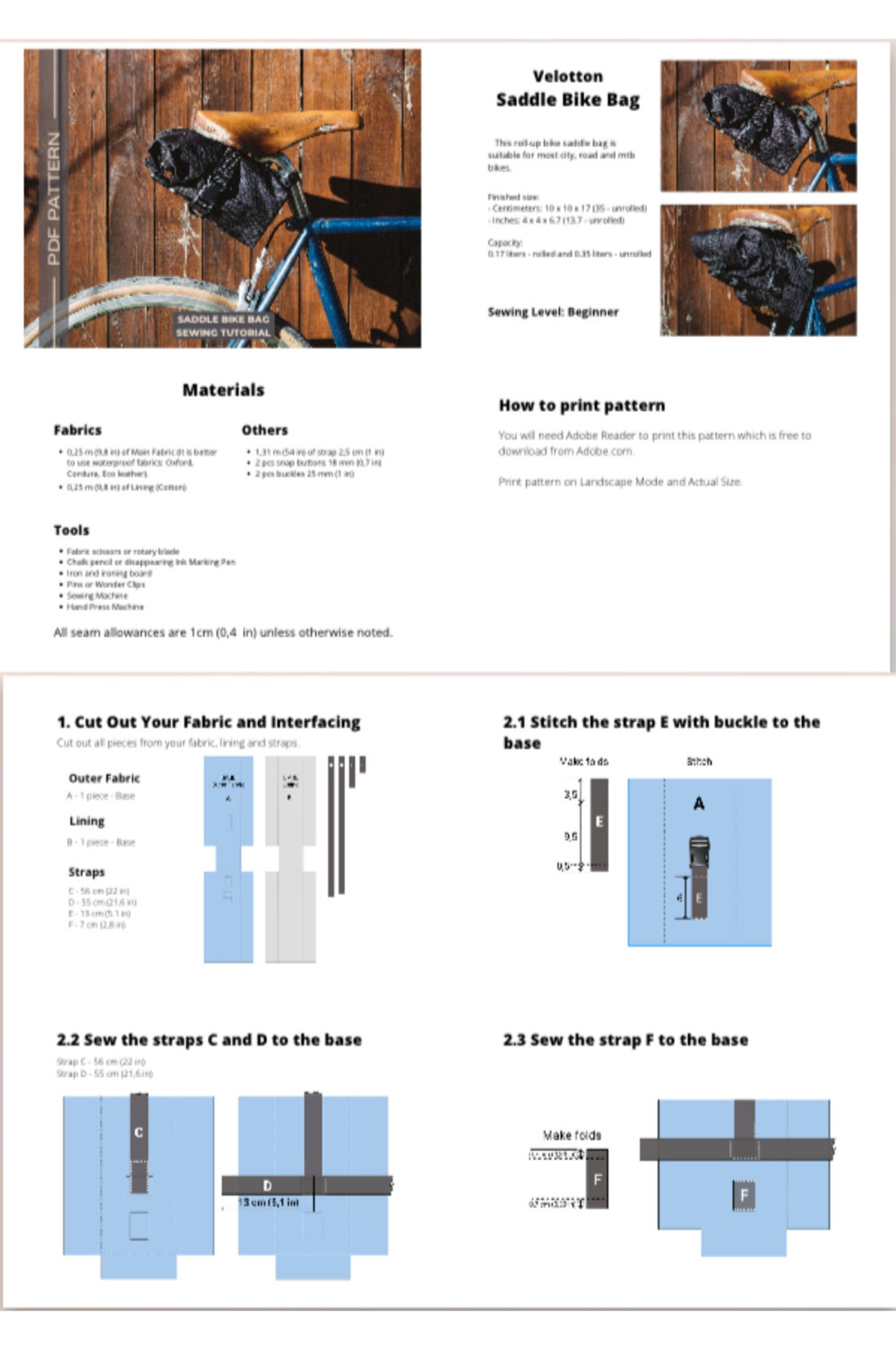 Bicycle Bag Pdf Sewing Pattern Sewing Tutorial - Etsy