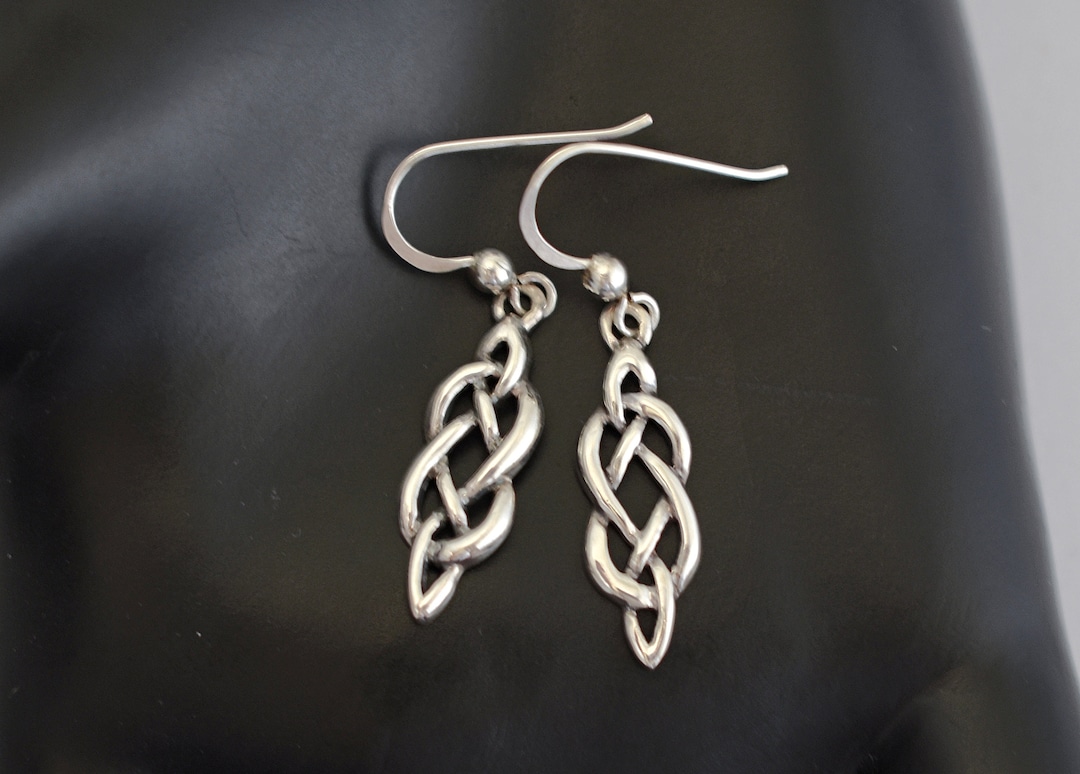 90s Sea Gems 925 Silver Celtic Knot Dangles: Elongated SG Sterling ...