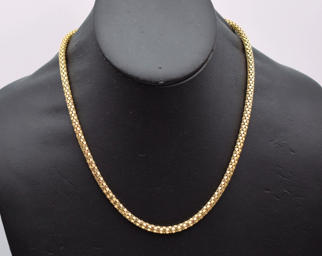 80's Sterling Vermeil Round Mesh Chain, Flexible Italy Gilded 925 ...