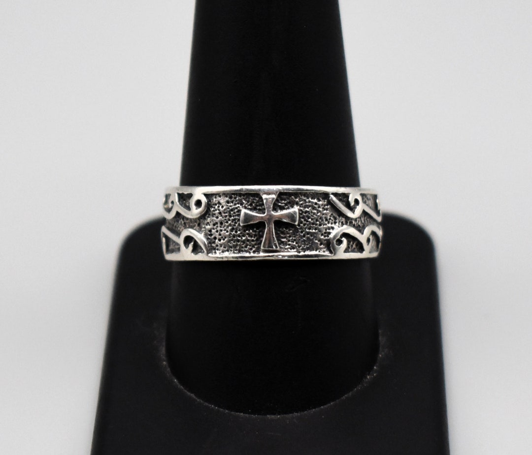 Vintage 70s Sterling Silver Maltese Cross Ring, Surfer Band Size 10 - Etsy