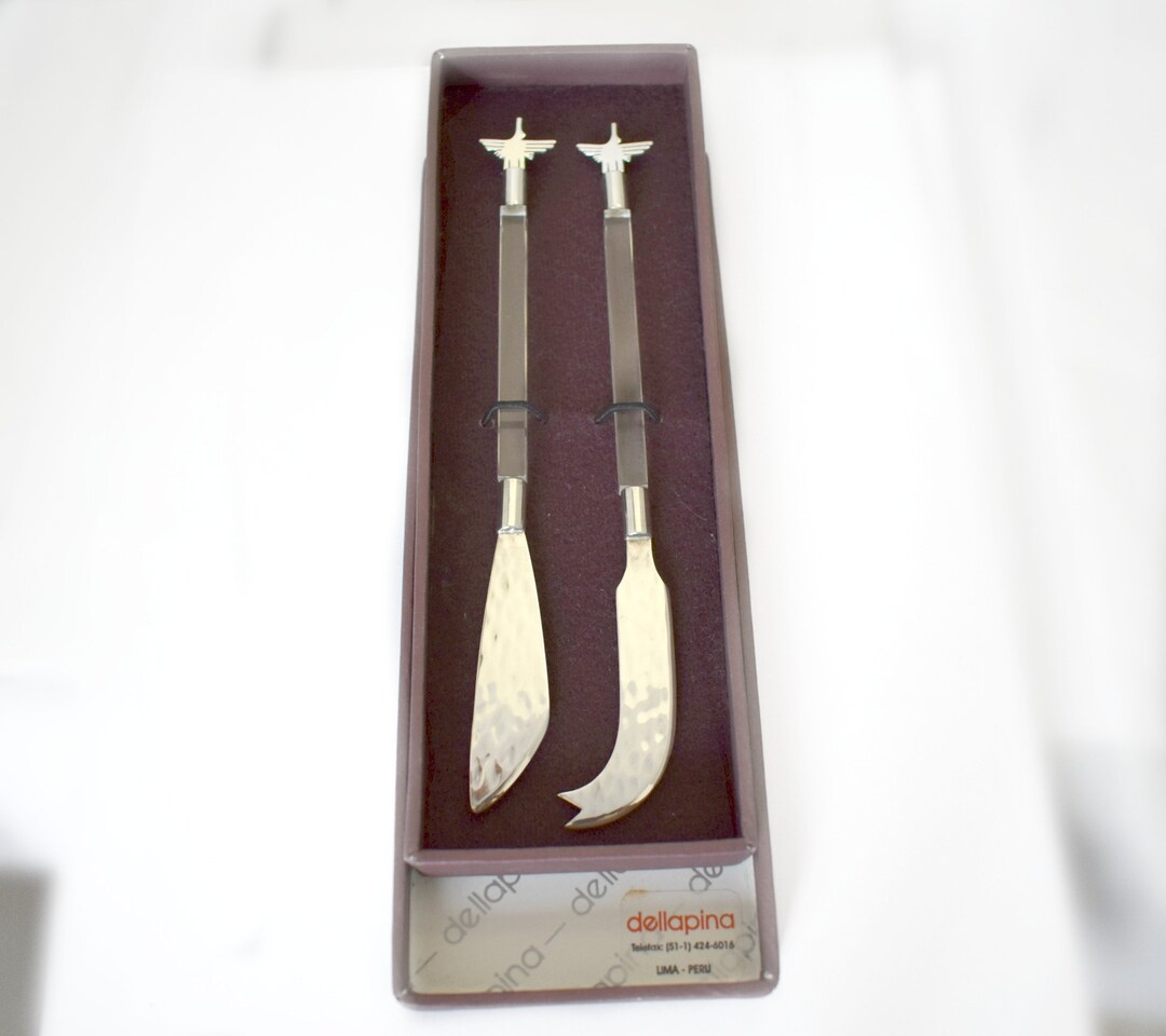 70's Dellapina Sterling Acrylic Phoenix Cheese Knives, Mod Peru 925 ...