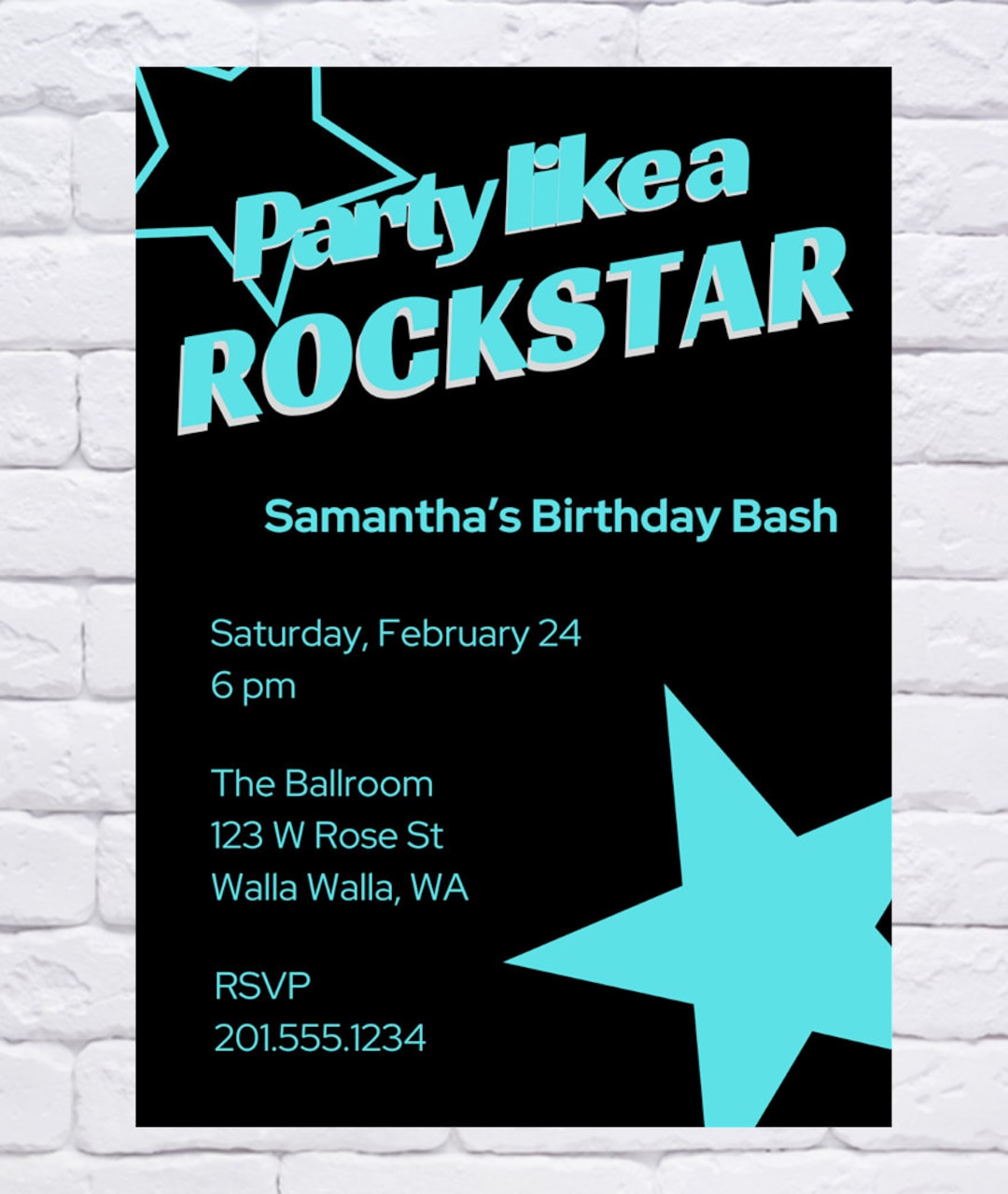 Rock Star Party Invitation Digital Download - Etsy