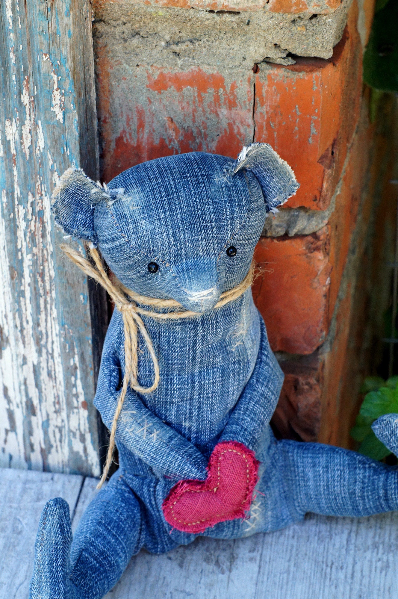 Miniature Teddy Bear Pattern Denim Valentines Day T Etsy