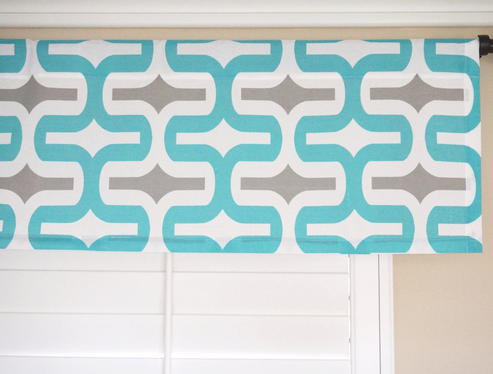 Aqua Blue Valance Ocean Blue Grey Valance Panel Ligth Blue Window ...