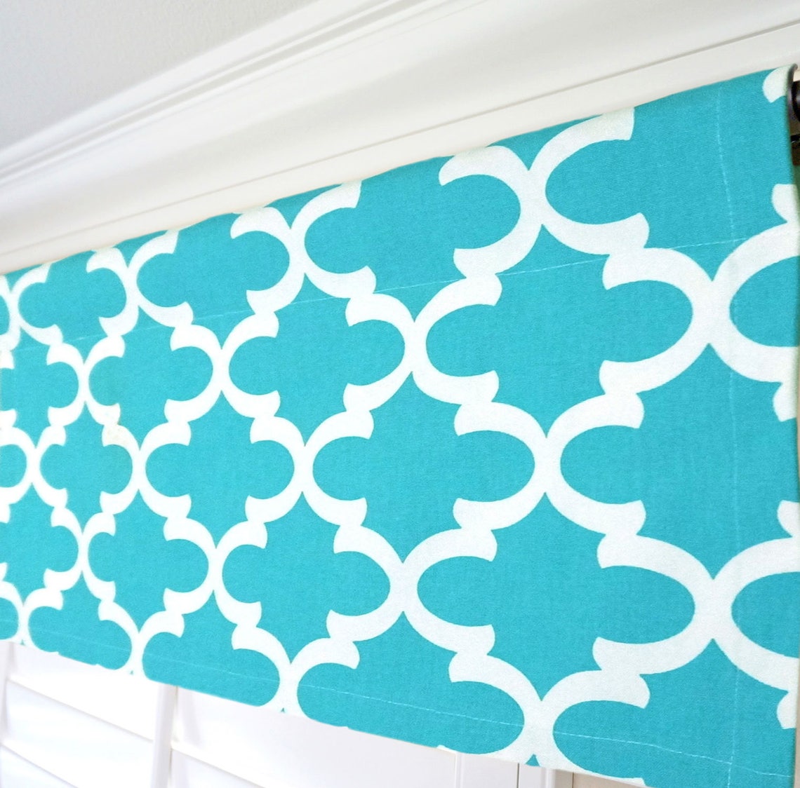 Aqua Blue Window Valance. Light Blue Custom Valance. Geometric - Etsy