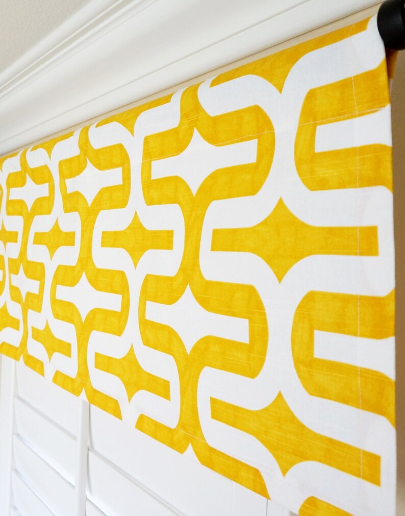 Yellow Window Valance.yellow White Valance Curtains.yellow | Etsy