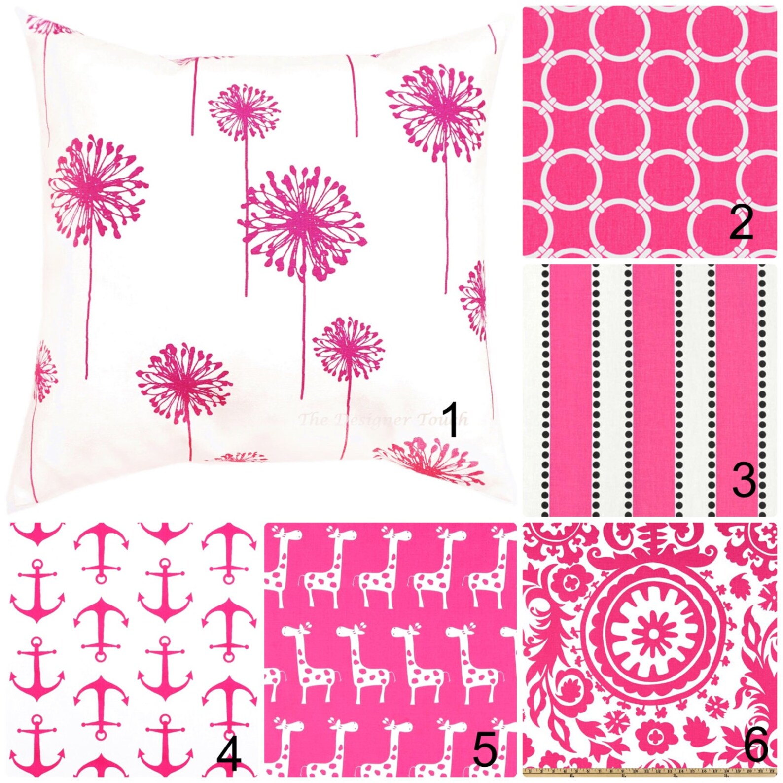 Hot Pink Throw Pillow Cover.dandelions Pillow.kids Pillow.hot - Etsy