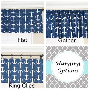 Aqua Blue Window Valance. Light Blue Custom Valance. Geometric Kitchen ...