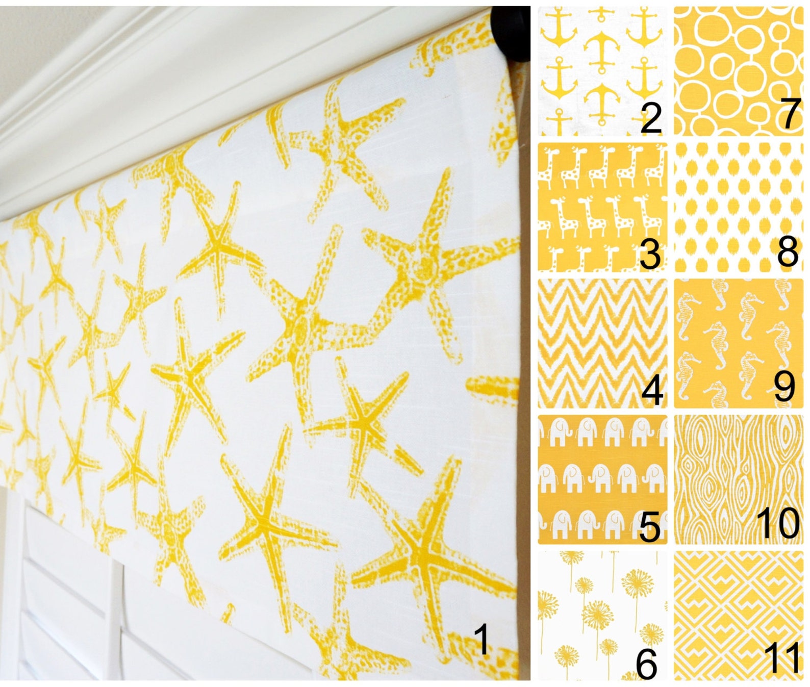 Yellow Window Treatment Valance.yellow Valance.nautical - Etsy