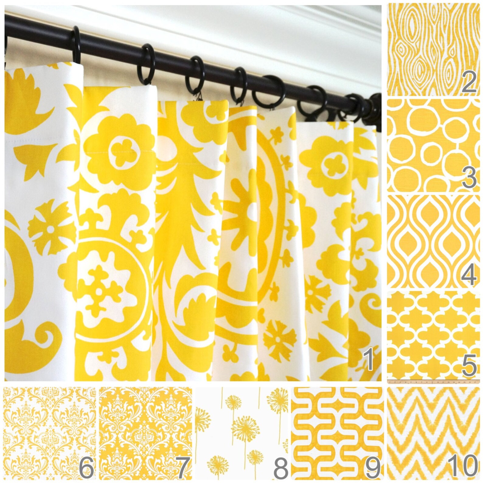 Yellow Window Curtains.damask Drapes.kitchen Curtains.scrolls - Etsy