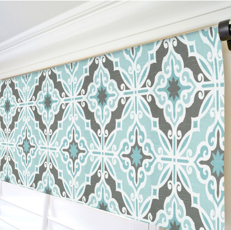 Brown Valances.aqua Valance.light Blue Valance.aqua Window - Etsy