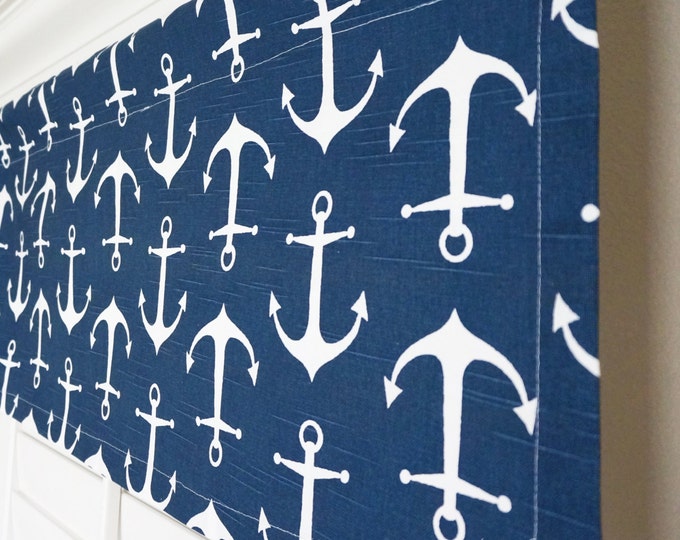 Navy Blue White Designer Window Treatments Valances 52 X 15 or Custom ...