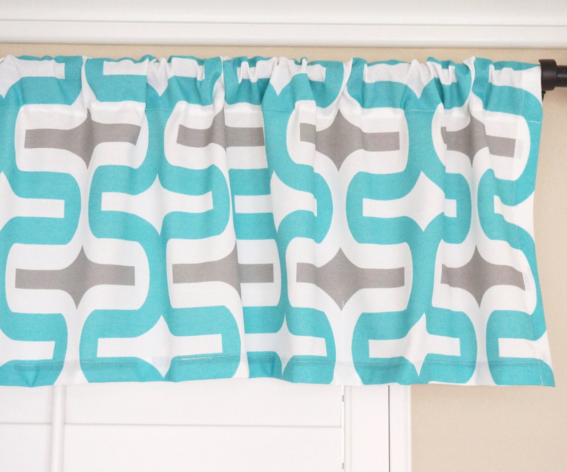 Aqua Blue Valance Ocean Blue Grey Valance Panel Ligth Blue - Etsy