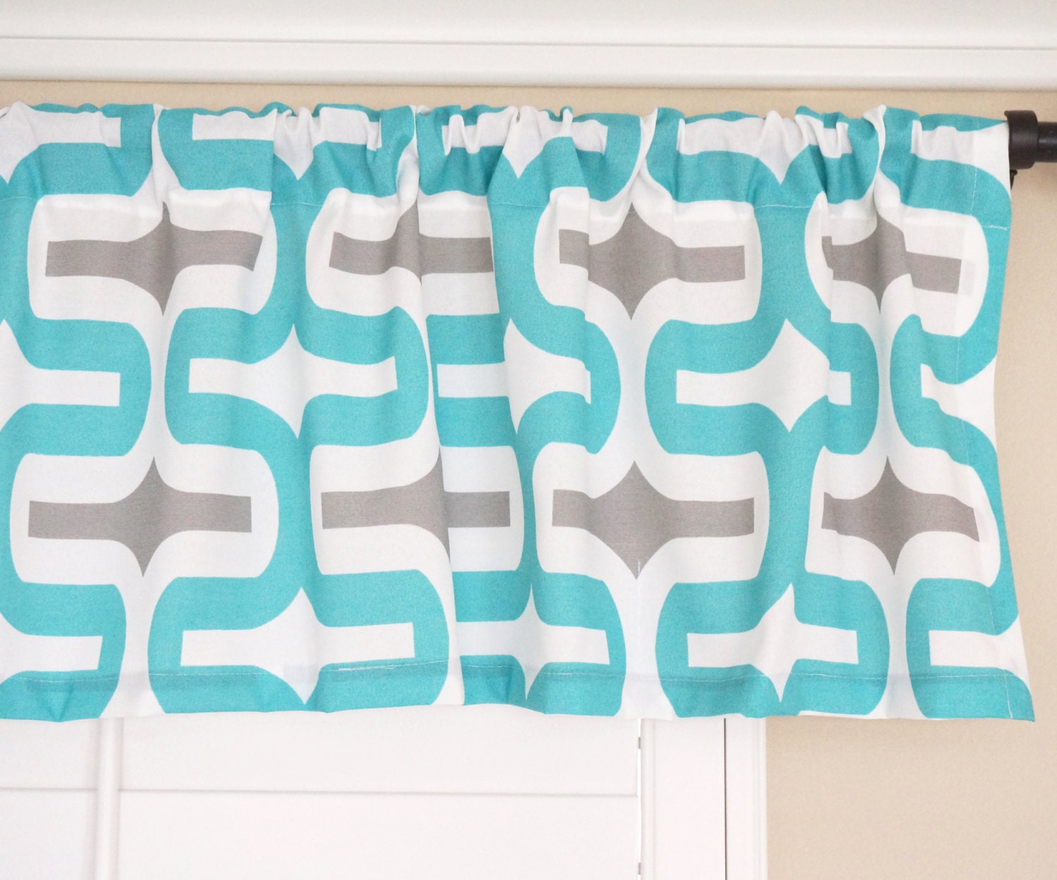Aqua Blue Valance Ocean Blue Grey Valance Panel Ligth Blue - Etsy