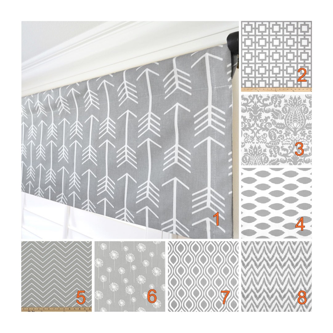 Gray Valance.grey Kitchen Valance.white Arrow Valance Curtain.dandelion ...