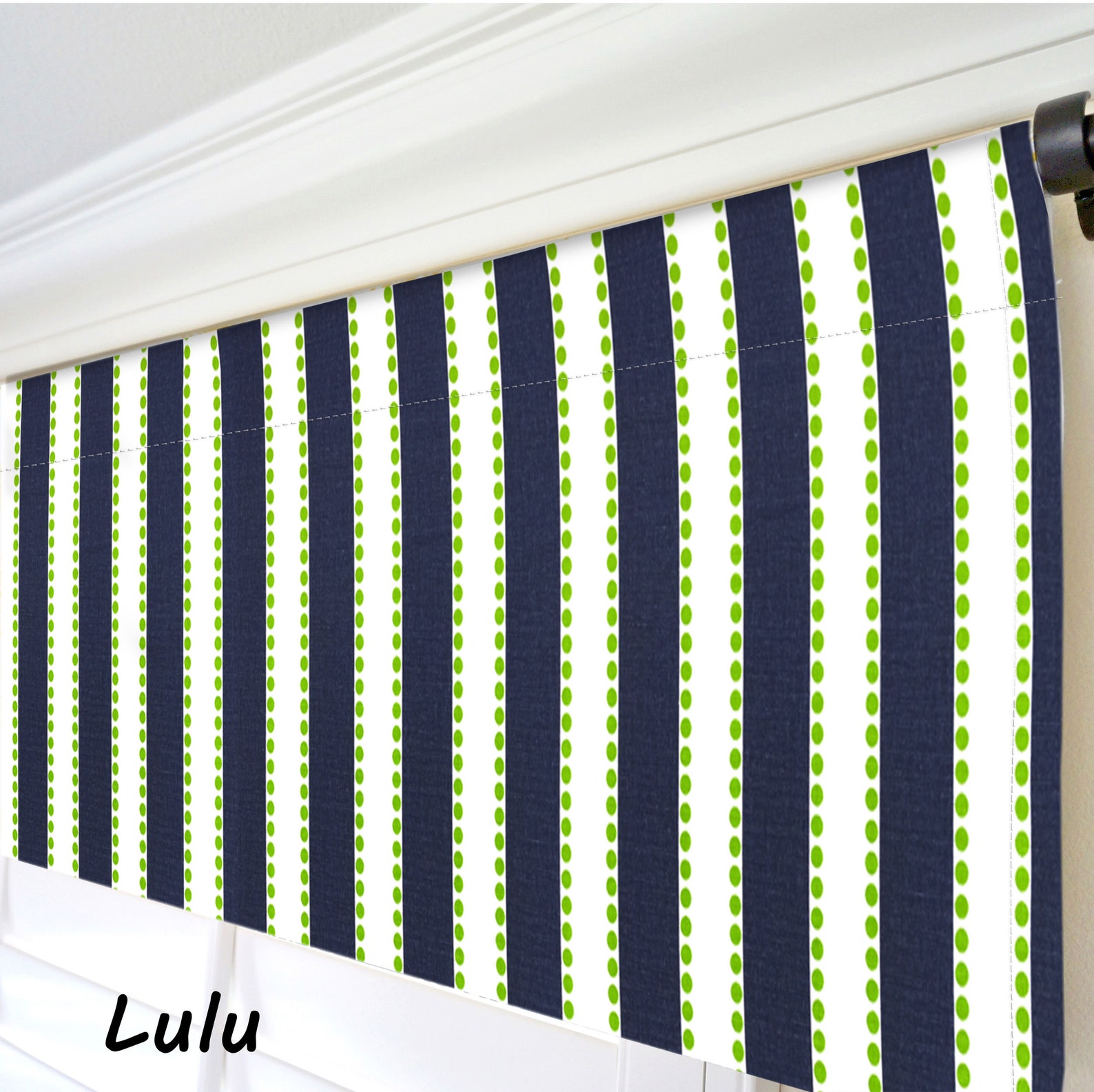 Lime Green Blue Window Valance.navy Blue Valance Curtain.lime - Etsy