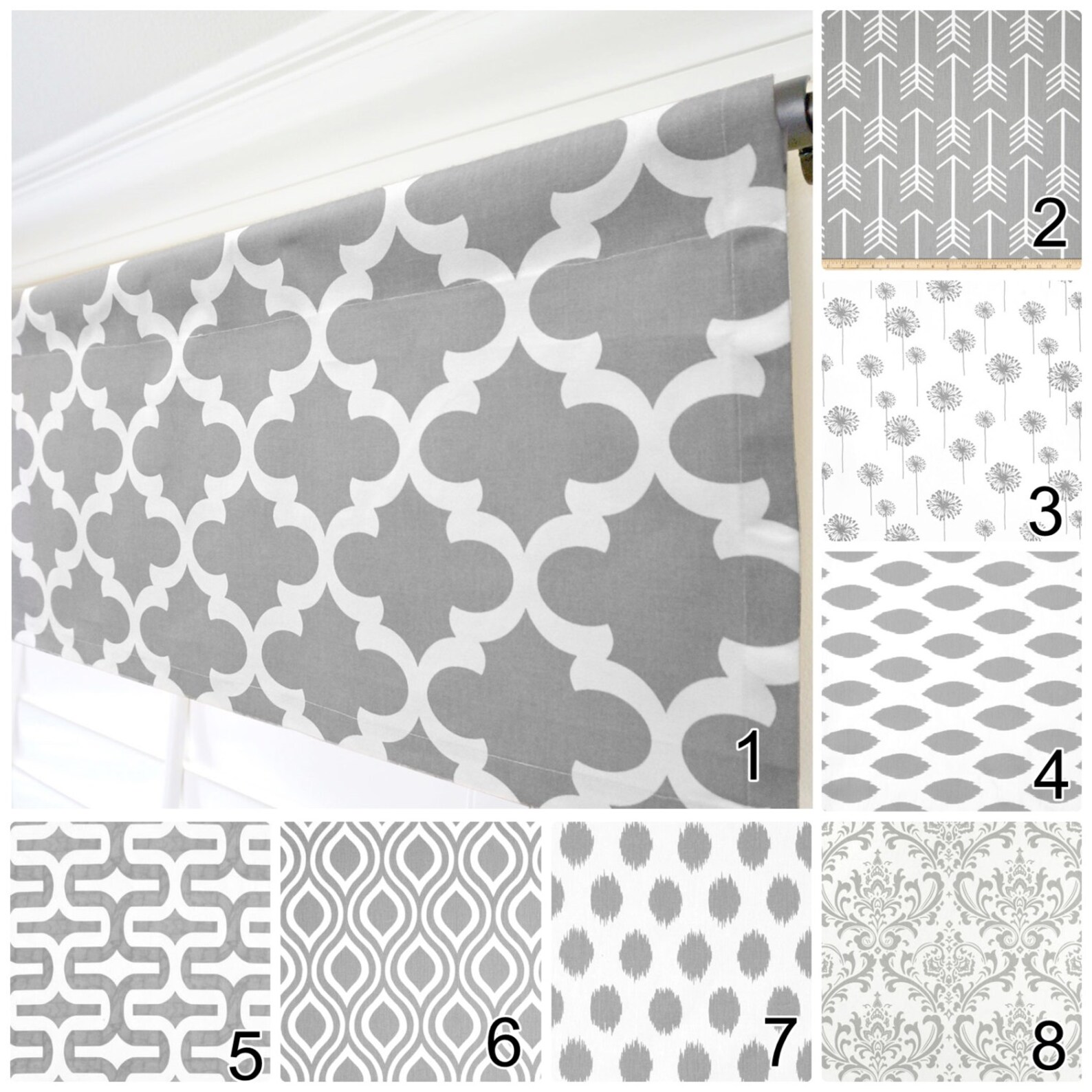 Grey Window Valance.gray Curtain Valance.gray White Modern - Etsy