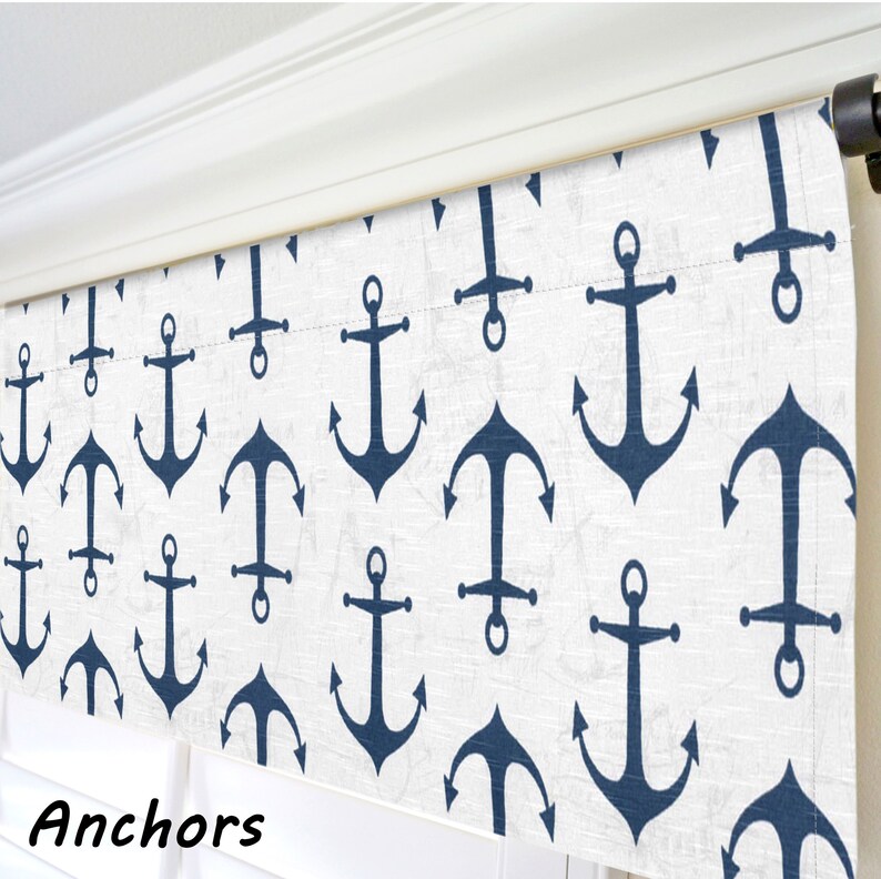 Dark Blue Window Valance.navy Valance Curtain.nautical | Etsy